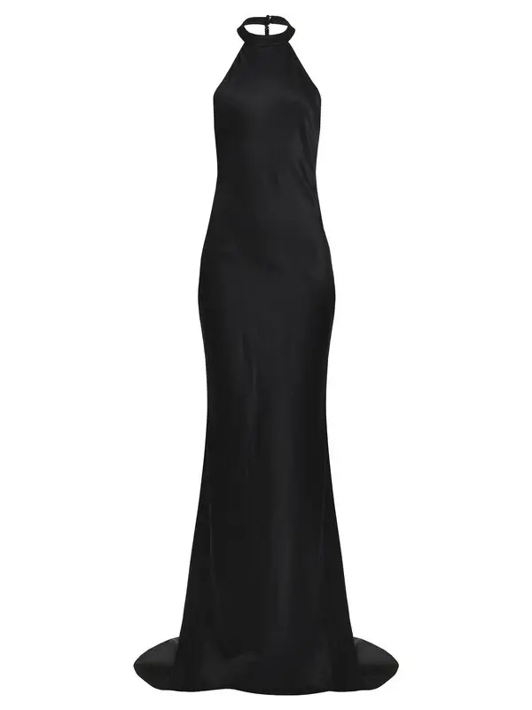 FRANCESCA MIRANDA Nightfall Silk Halter Maxi Dress - Black