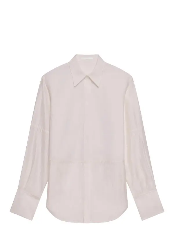 Helmut Lang Cotton Poplin Voile Combo Button-up Top - White