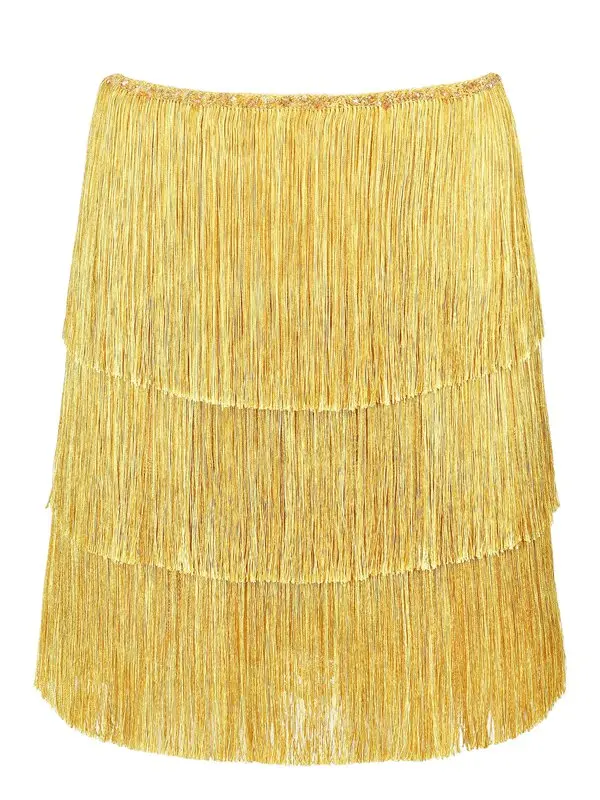 FRANCESCA MIRANDA Sunlight Silk Fringe Mini Skirt - Yellow