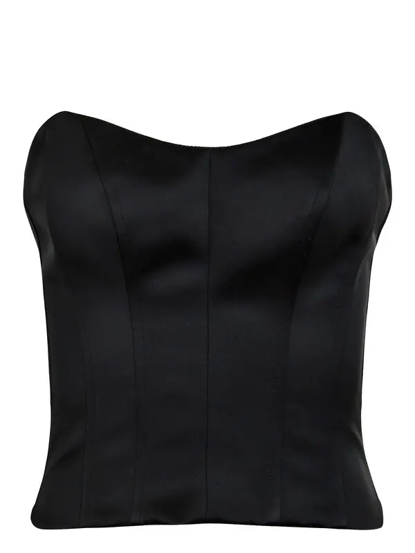 FRANCESCA MIRANDA Onyx Silk Corset Top - Black