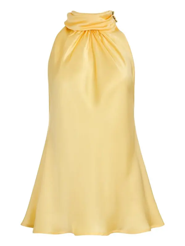 FRANCESCA MIRANDA Erden Silk Mock Neck Top - Yellow