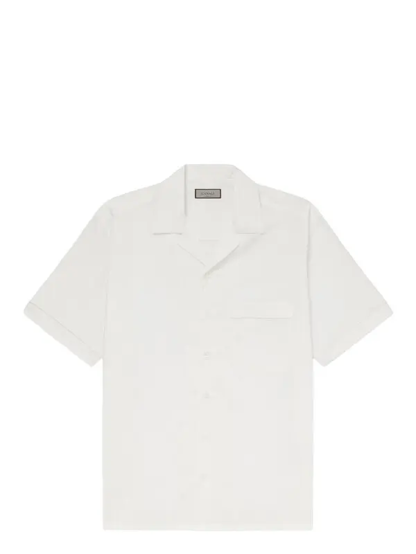 Canali Camp-collar Cotton Shirt - White