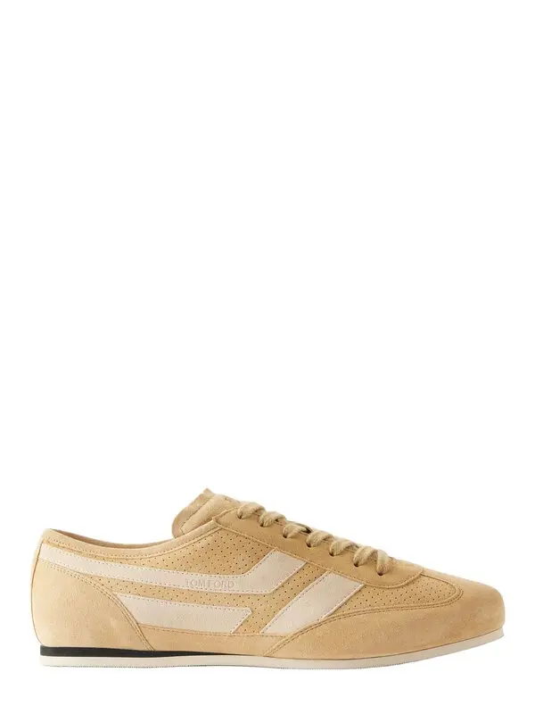 TOM FORD Brook Perforated Suede Sneakers - Beige