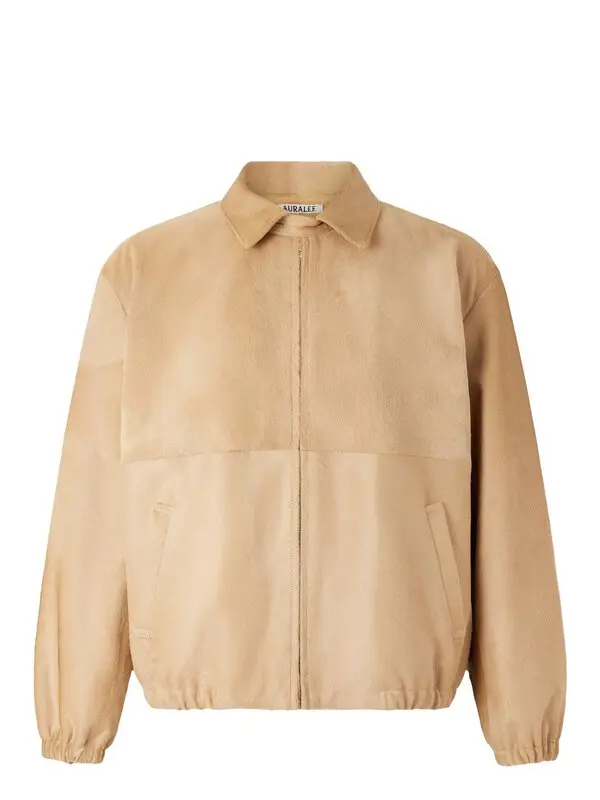 Auralee Panelled Calf Hair Blouson Jacket - Beige