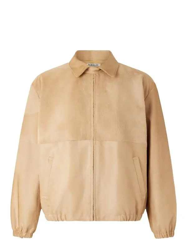 Auralee Panelled Calf Hair Blouson Jacket - Neutrals