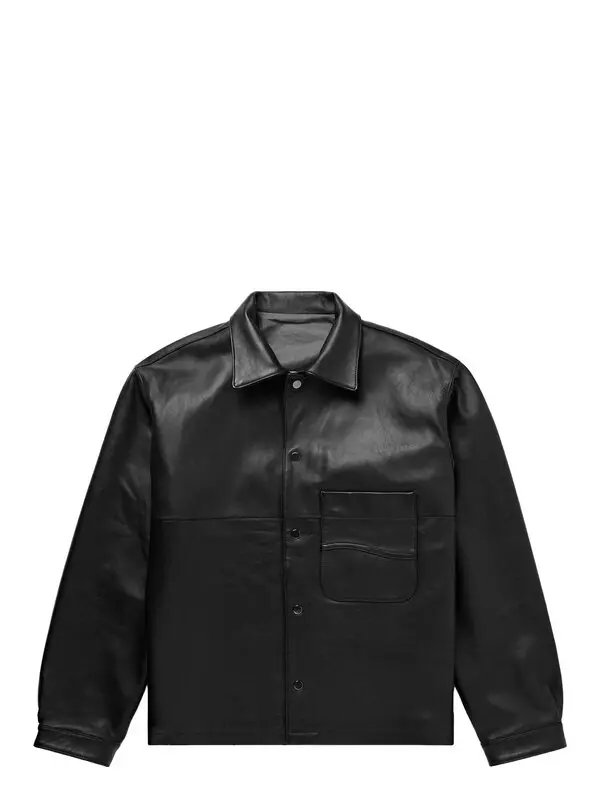 STOFFA Wave Leather Jacket - Black