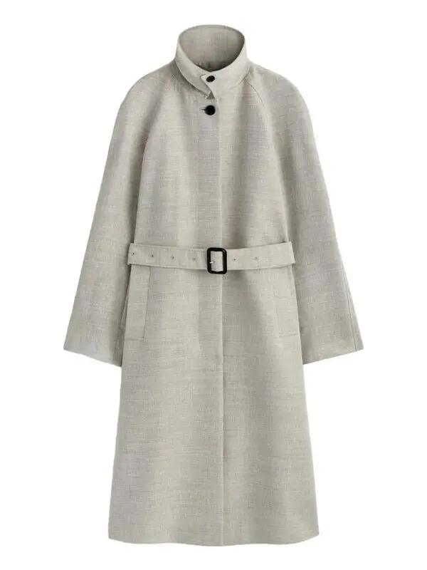 Cos Linen-wool Long Trench Coat - Beige