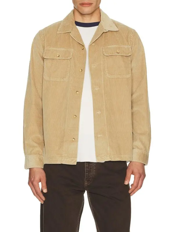 Polo Ralph Lauren Wide Wale Corduroy Teton Camp Shirt In Tan - Coastal Beige