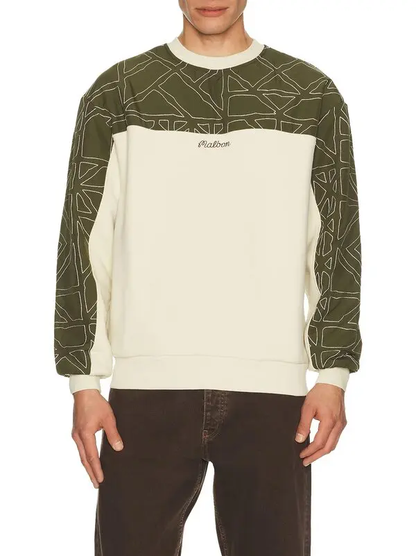 MALBON Tierra Crewneck Sweater - Cream & Olivine
