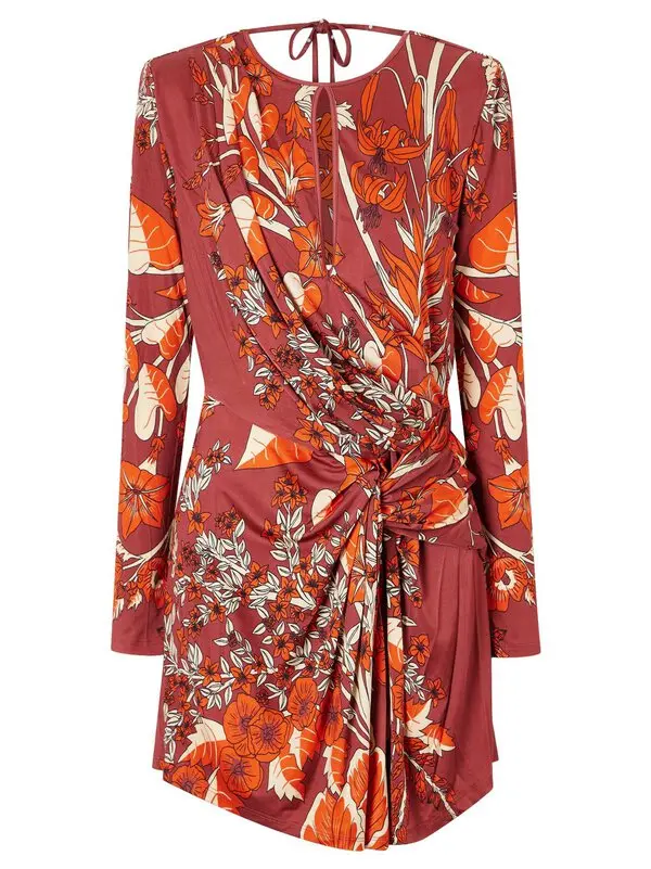 Johanna Ortiz Rainforest Canopy Open-back Draped Printed Jersey Mini Dress - Red