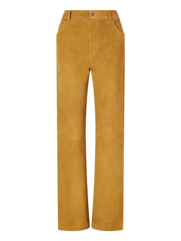 Loewe Suede High-rise Straight-leg Pants - Brown