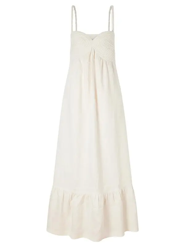 ANDRES OTALORA Tu Esencia Embroidered Tiered Linen Maxi Dress - Neutrals