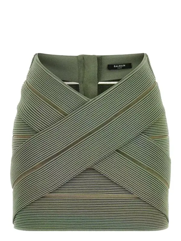 Balmain V-waist Short Skirt - Green
