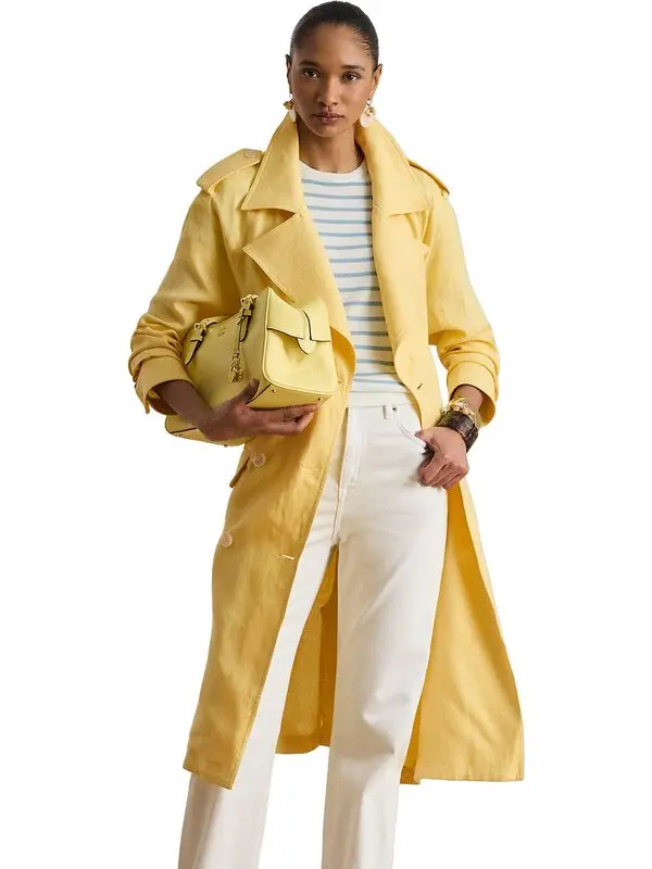 Ralph Lauren Double-breasted Linen Trench Coat - Lemon Sorbet