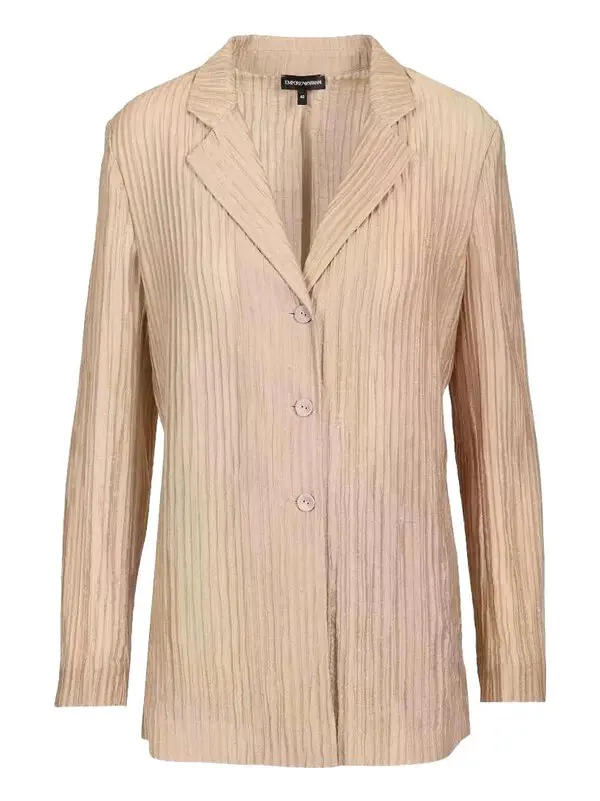 Emporio Armani Single-breasted Pleated Blazer - Neutrals