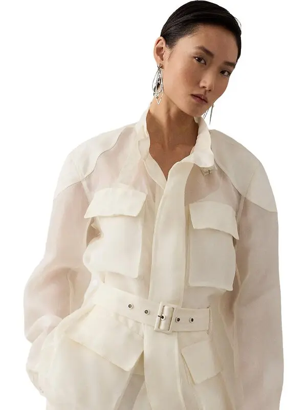 Ralph Lauren Zaria Silk Gazar Field Jacket - Cream