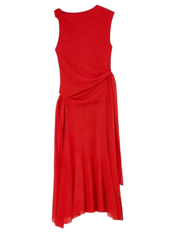 GANNI Long Dress In Marl Mesh - Red
