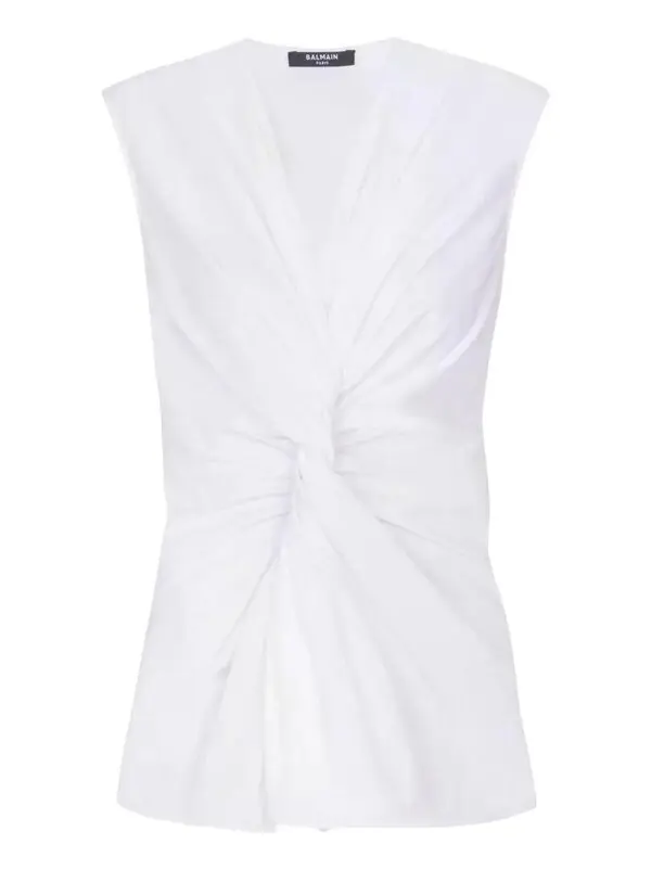 Balmain Draped V-neck Blouse - White