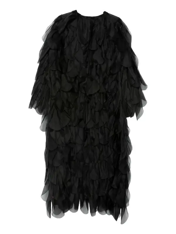 Max Mara Lauto Ruffled Coat - Black