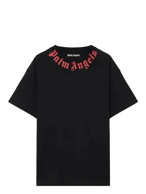 Palm Angels Neck Logo T-shirt - Black