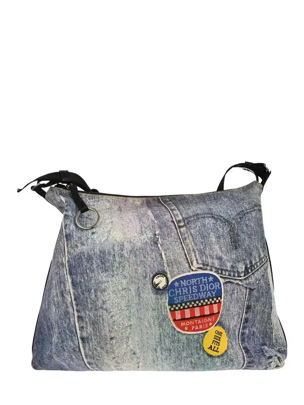 Dior 2001 Denim-print Shoulder Bag - Blue