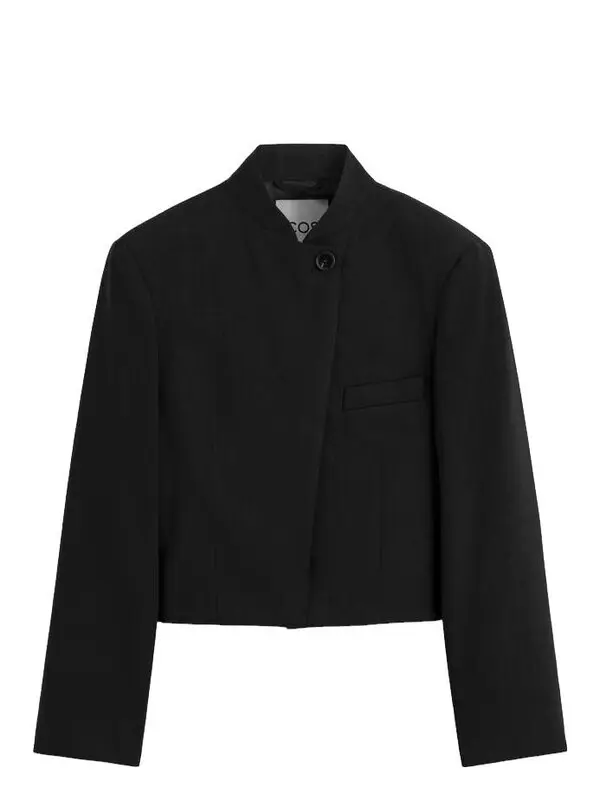 Cos Cropped Structured Linen Blazer - Black