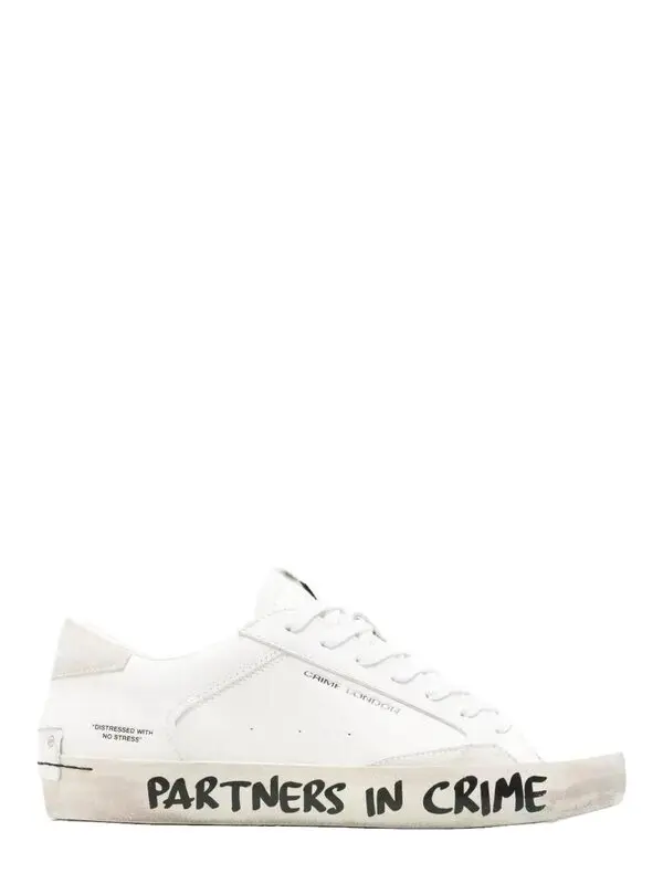 CRIME LONDON Distressed Leather Sneakers - White