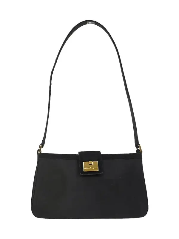 FERRAGAMO 1990-2000s Gancini Shoulder Bag - Black