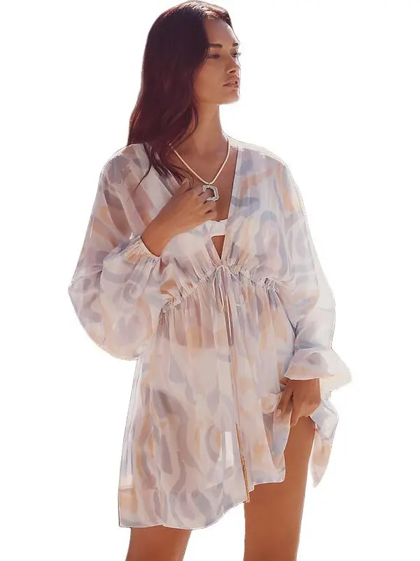 CELANDINE Printed Drawstring Getaway Kaftan - Swirl