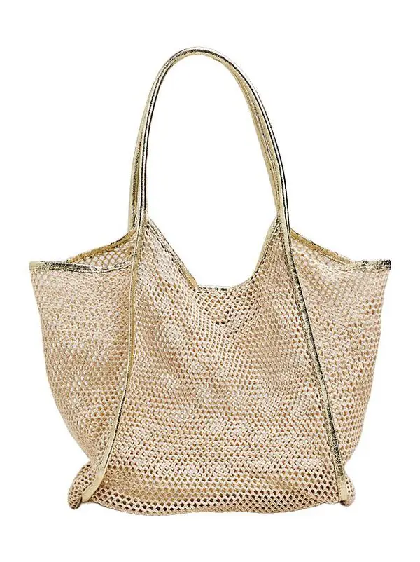 SHIRALEAH Sandra Metallic Mesh Tote Bag - Gold Metallic