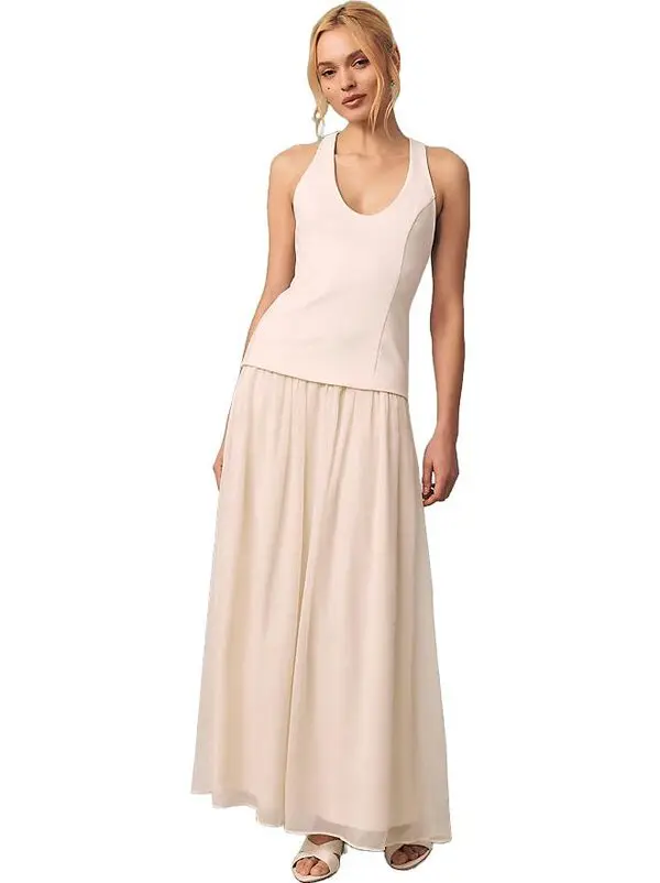 Bhldn Scoop-neck Twofer Maxi Dress - Ivory