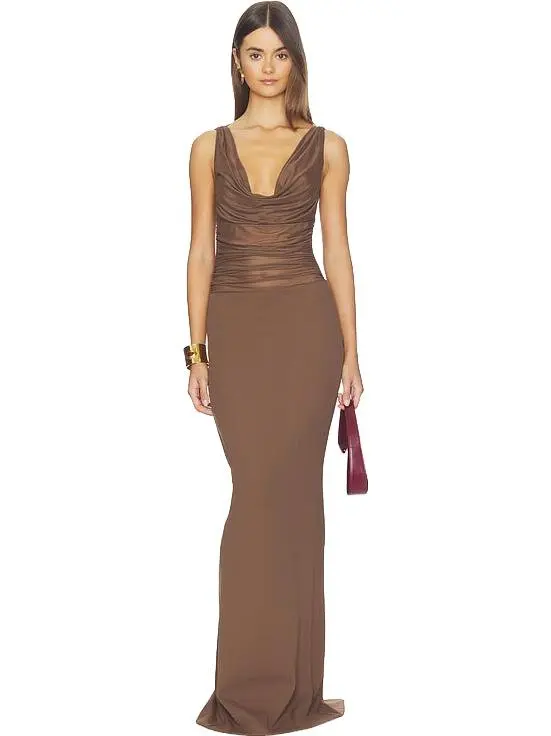 SEROYA Marla Maxi Dress - Brown