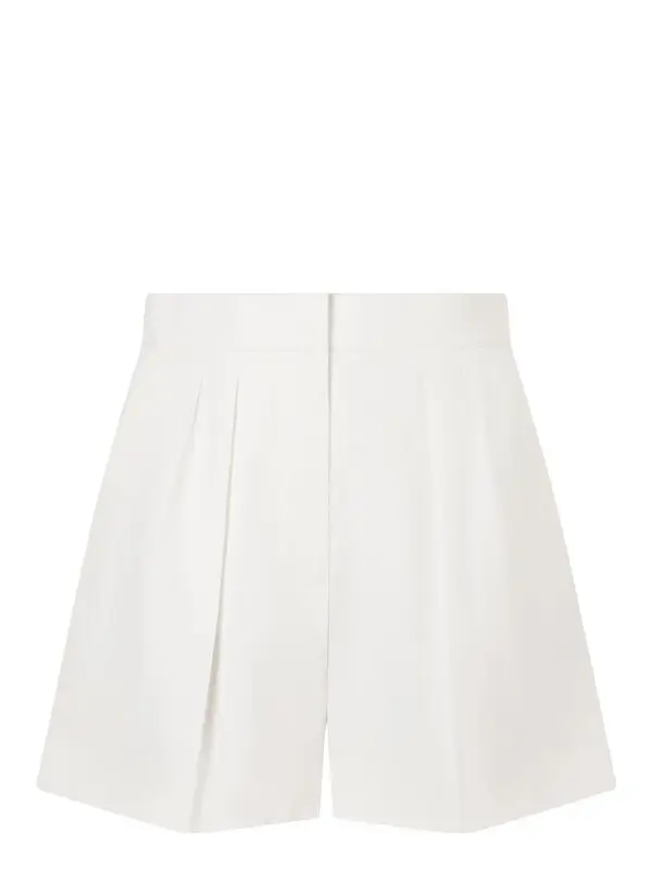 Max Mara Pleated Cotton-blend Shorts - Neutrals