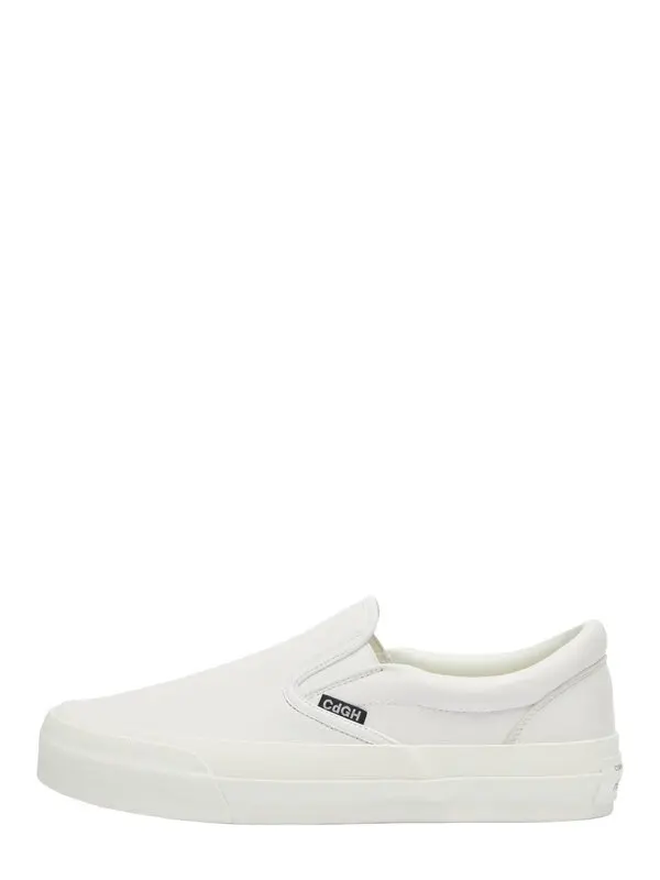 Comme Des Garçons Steer Leather Slip-on Sneakers - White