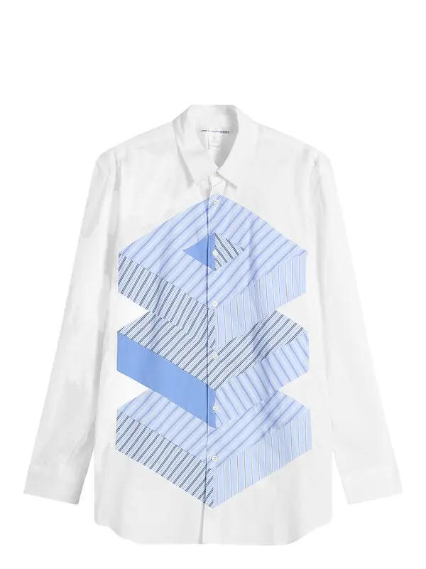 Comme Des Garçons Cotton Stripe Poplin Shirt - White X Stripe