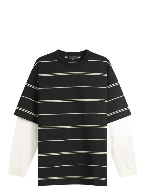 Comme Des Garçons Horiztonal Stripe Long Sleeve Top - Black/grey X Off-white