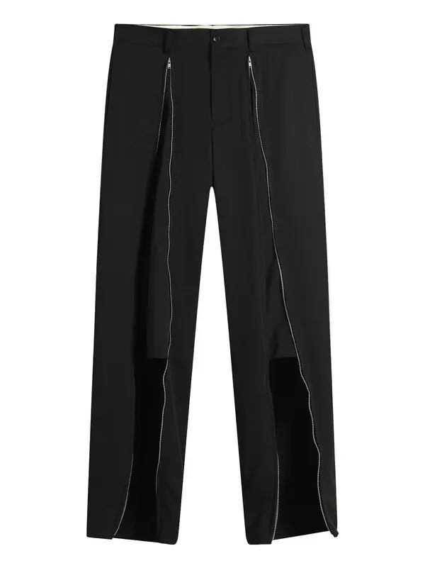 Comme Des Garçons Wool Gabardine Wide Leg Trousers - Black