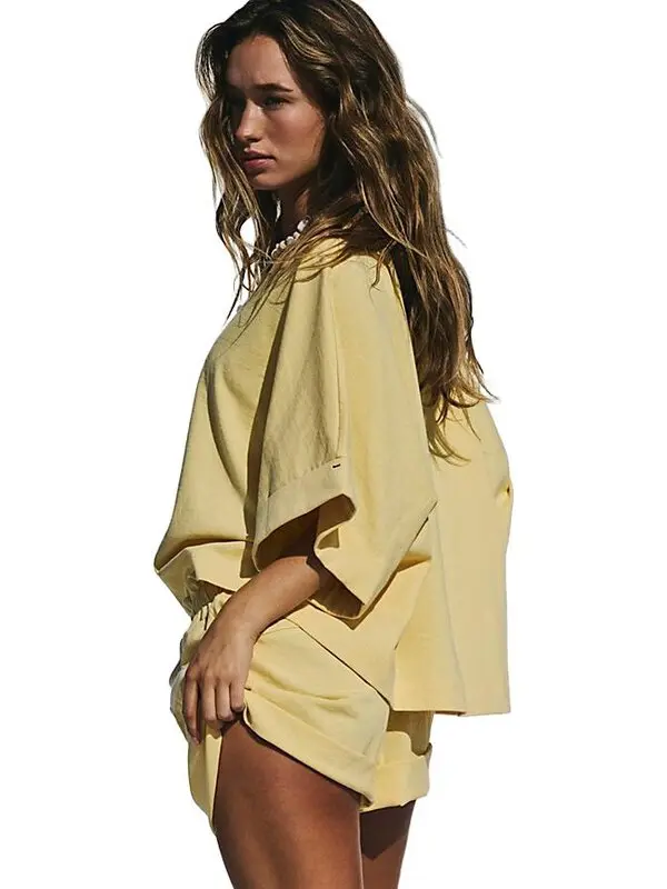 Free People Leandra Short Set - Solar Lemon