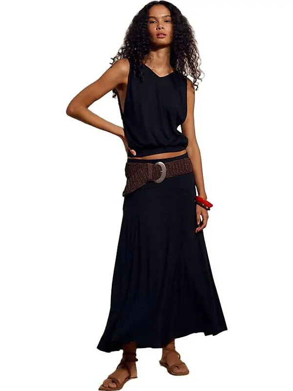 Free People Ribbed Bristol Skirt Set - Black