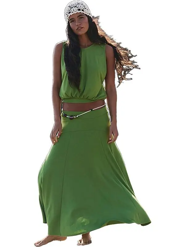 Free People Ribbed Bristol Skirt Set - Sways Of Palm