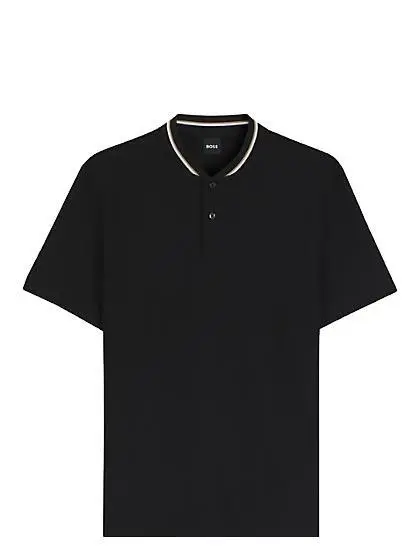 BOSS Baseball-collar Short-sleeved Cotton Polo Shirt - Black