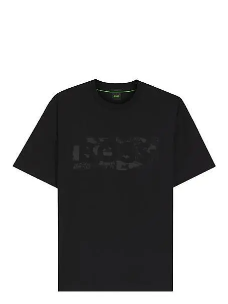 BOSS Branded-print Short-sleeved Cotton-jersey T-shirt - Black