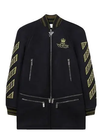 Off-White Eagle Wool Twill Varsity Coat - Black/poison Green