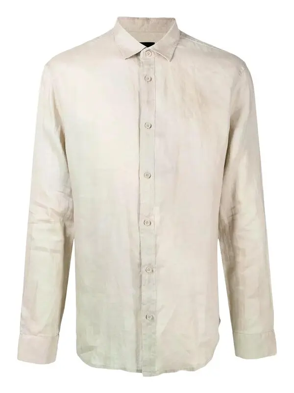 Armani Exchange Long-sleeved Linen Shirt - Grey