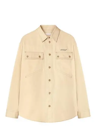Off-White Stitch Cotgab Milit Overshirt - Creme Brulee/dark Storm