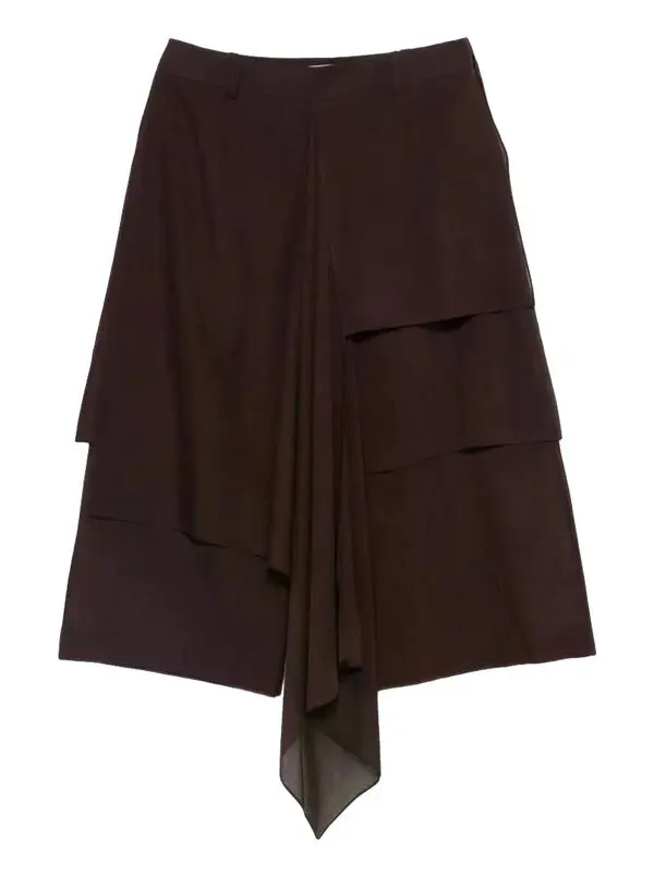 QASIMI Tiered Draped Skirt - Brown