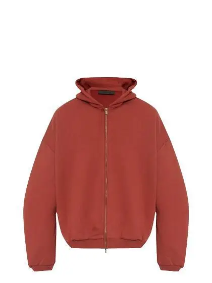Fear Of God Essentials Heavy Fleece Full Zip Hoodie - Crimson