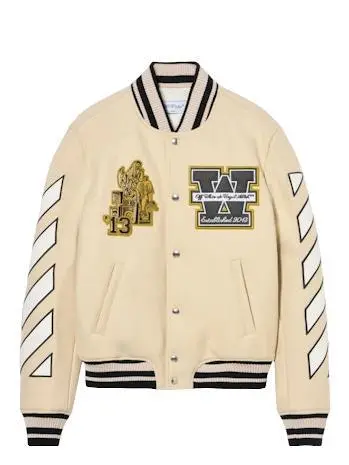 Off-White Lion Wool Varsity Jacket - Frozen Dew