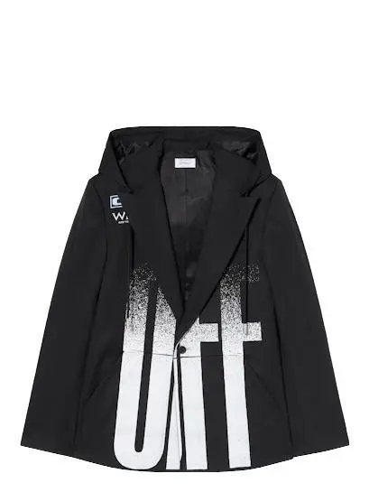 Off-White Gradient Wool Hooded Jacket - Black/white