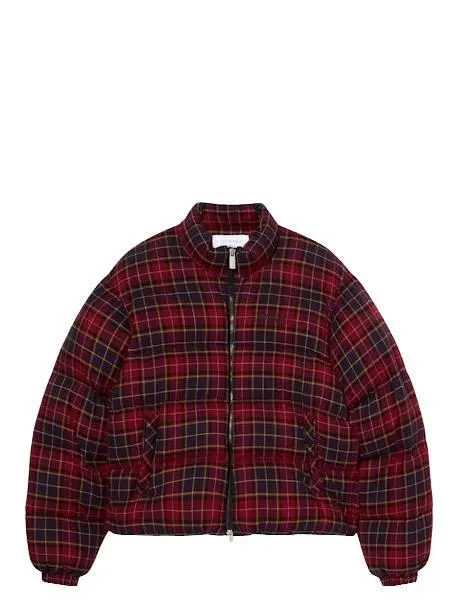 Off-White Spray Arrow Check Flannel Down Jacket - Bordeaux/purple/black